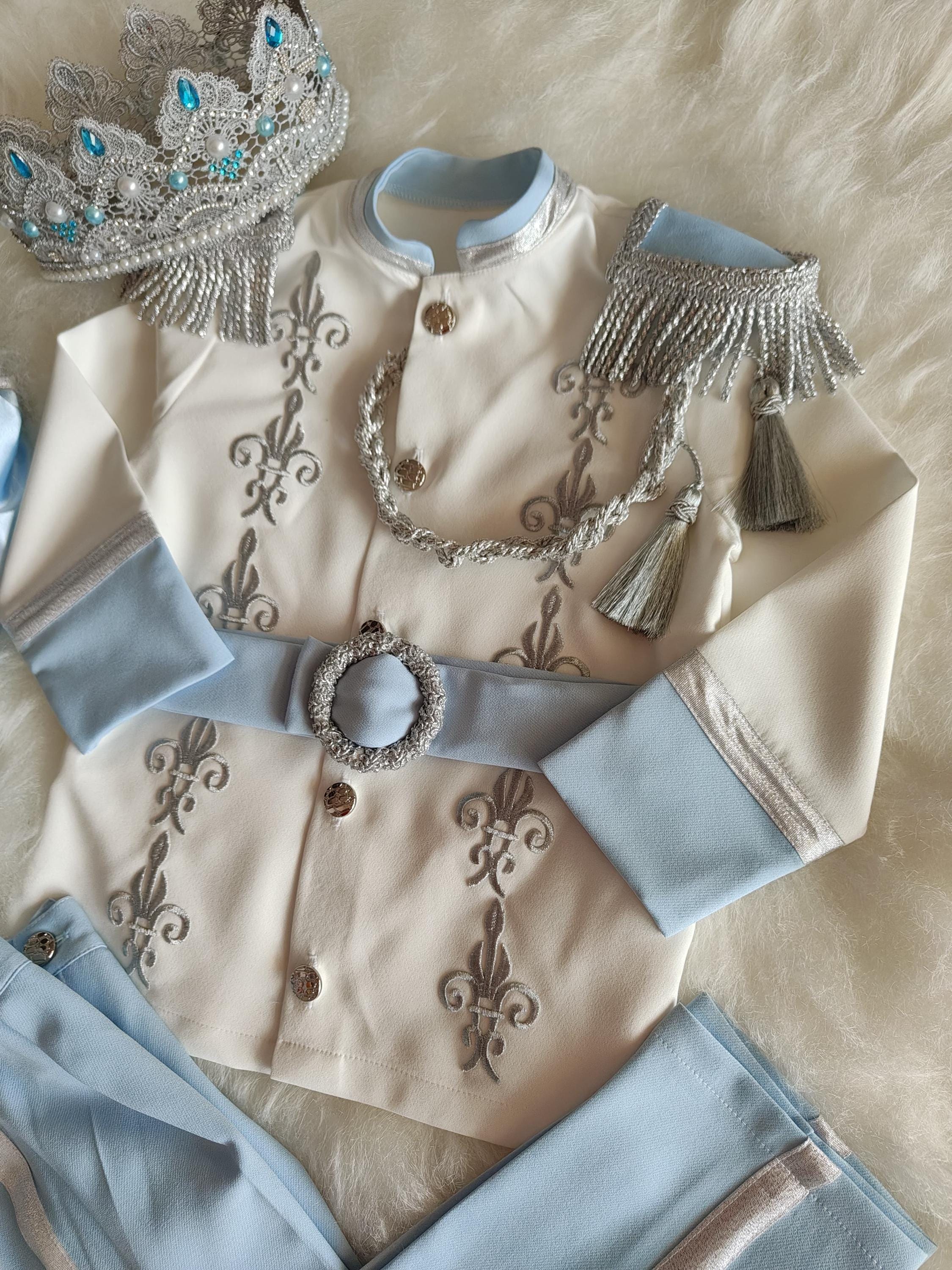 Royal Prince Embroidered Jacket Set Crown Blue First Birthday Outfit ...