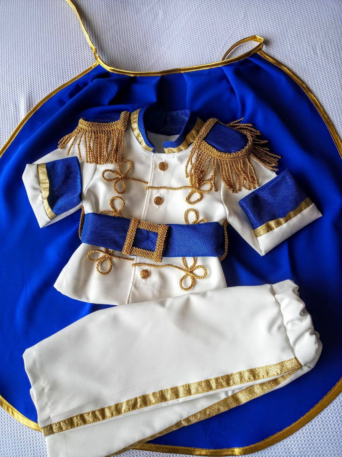 Personalized Prince Costume Blue White Crown Handmade Royal Outfit for ...