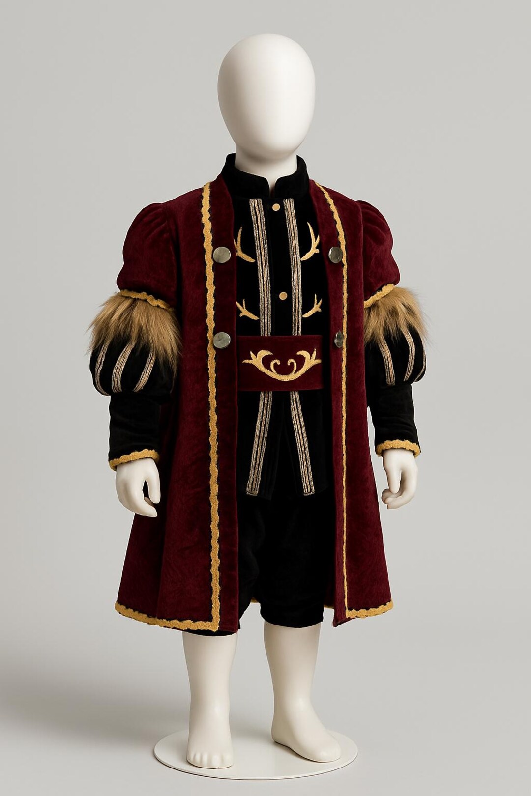 Boys Prince Charming Red Velvet King Costume Royal Birthday Party ...