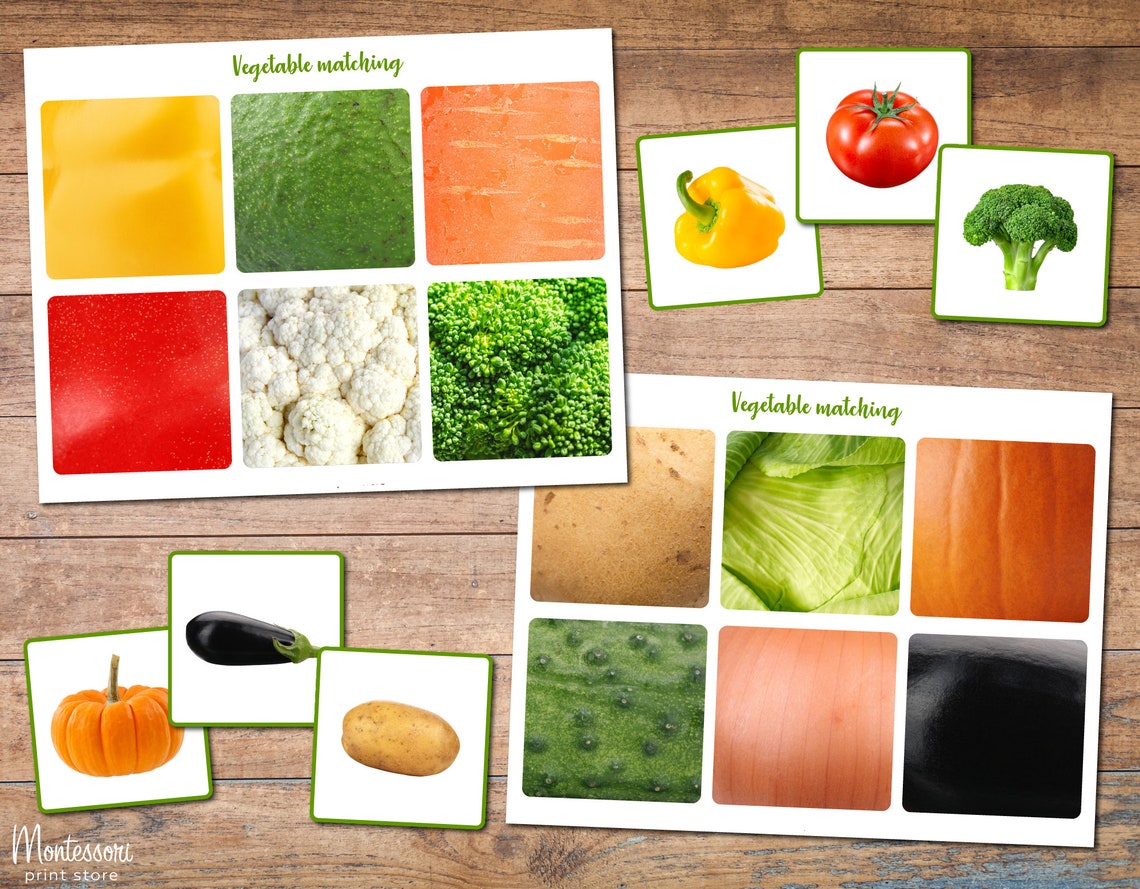 Vegetable Matching Activity Printable Montessori Preschool | Etsy