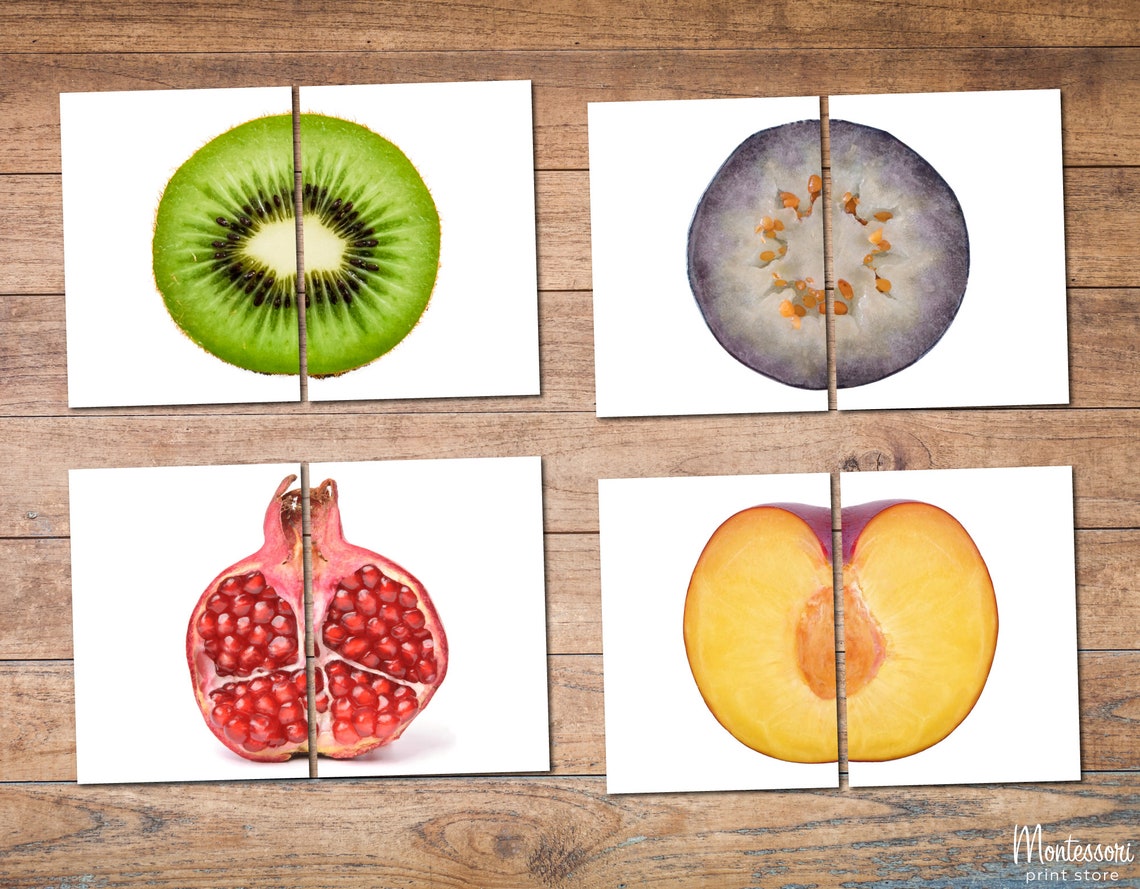 Fruit Slices Symmetry Puzzles Matching Cards Montessori | Etsy