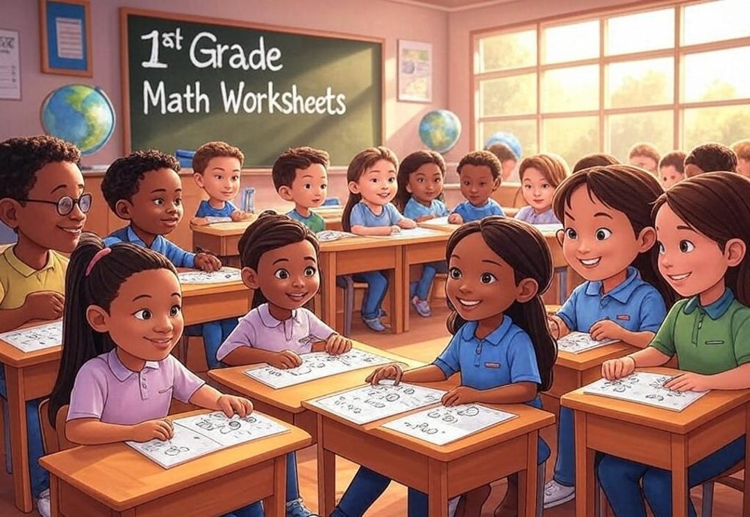 First Grade Math Worksheet, 250 Intermediate Addition & Subtraction ...