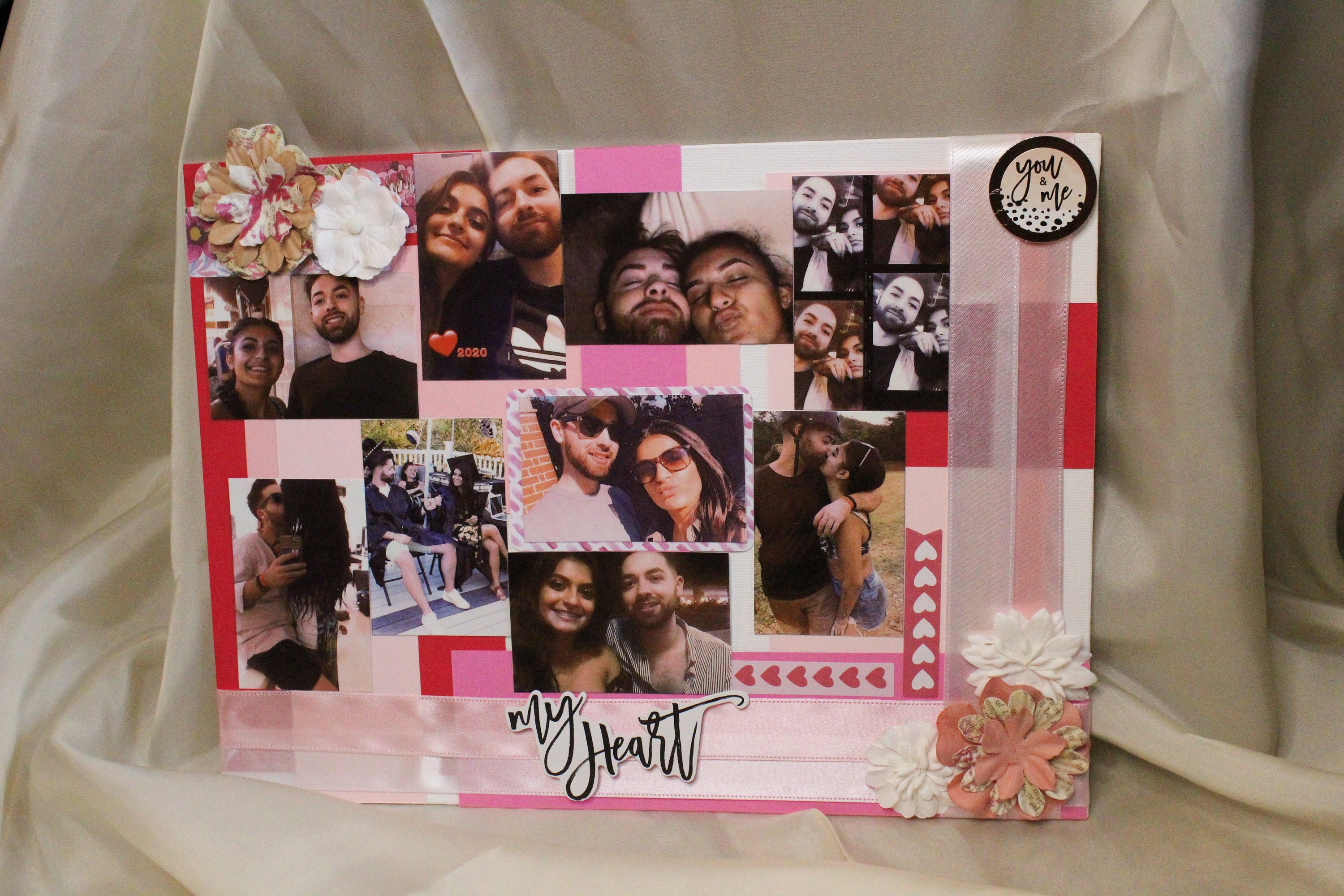 Personalized Couples Photo Collage Pink & Red color scheme | Etsy