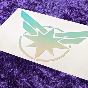 Captain Marvel Symbol Vinyl Decal in Magical Holographic or - Etsy