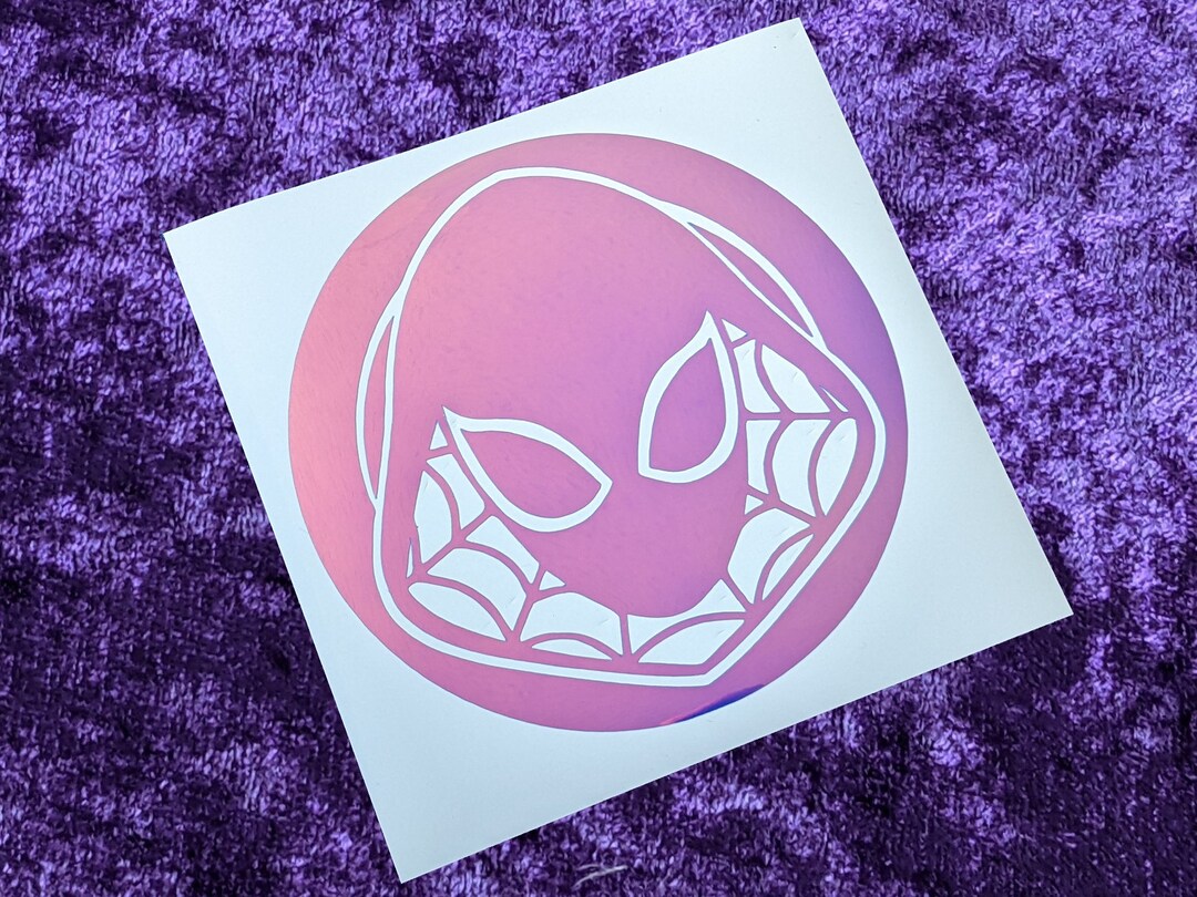 Spider Gwen Symbol Permanent Vinyl Decal In Magical Holographic Or