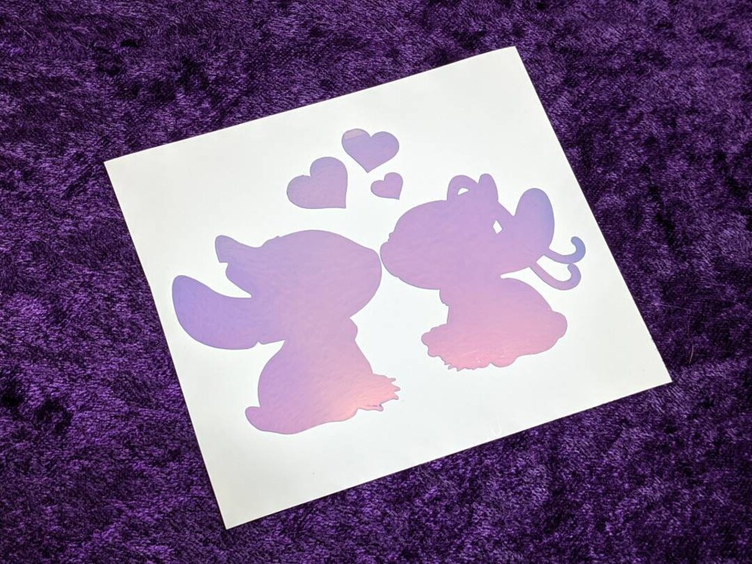 Stitch and Angel Permanent Vinyl Decal in Magical Holographic or ...