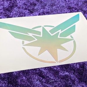 Captain Marvel Symbol Vinyl Decal in Magical Holographic or - Etsy