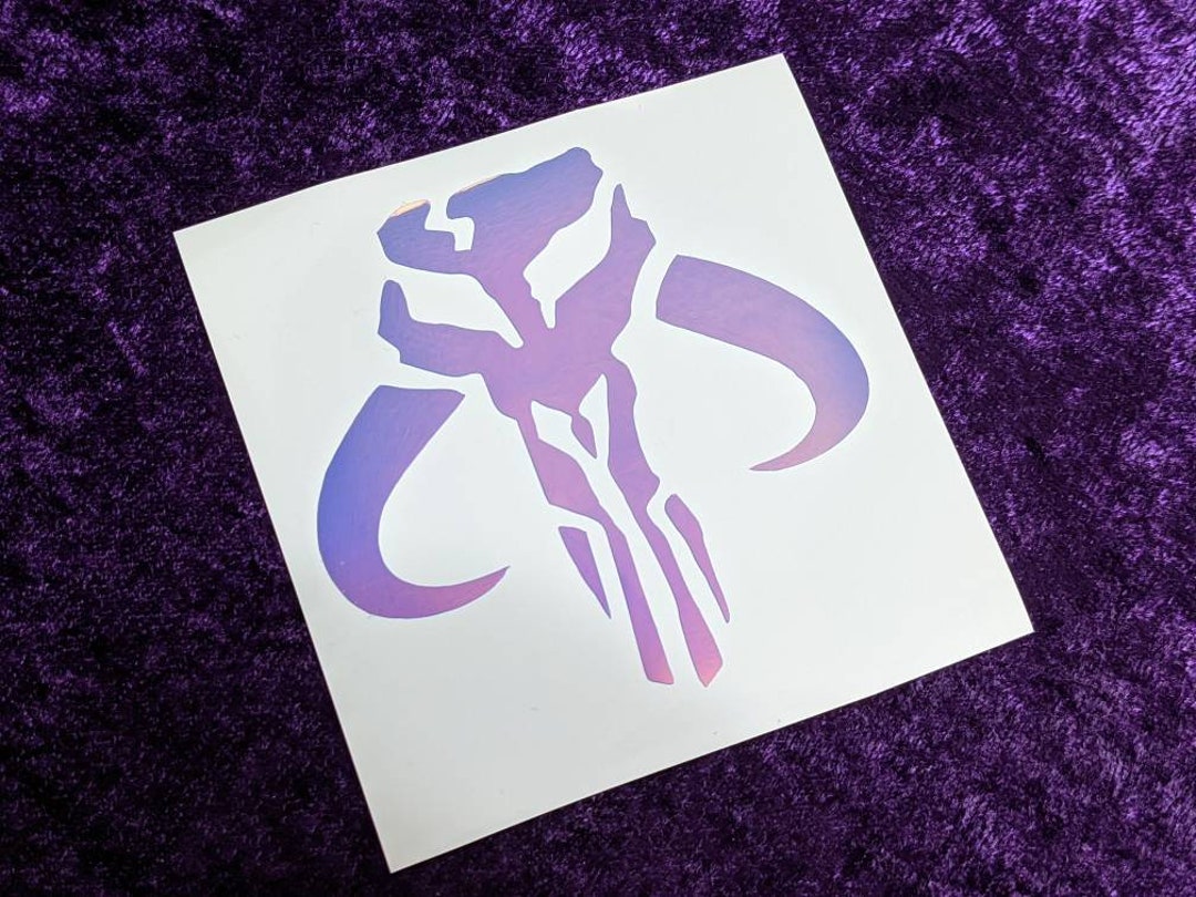 Mandalorian Mythosaur Skull Sigil Vinyl Decal in Magical Holographic or ...