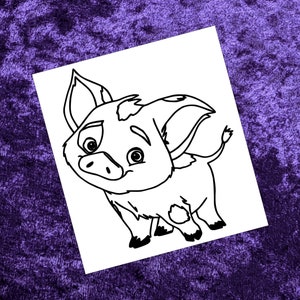 Moana Pua Outline Permanent Vinyl Decal in Magical Holographic - Etsy