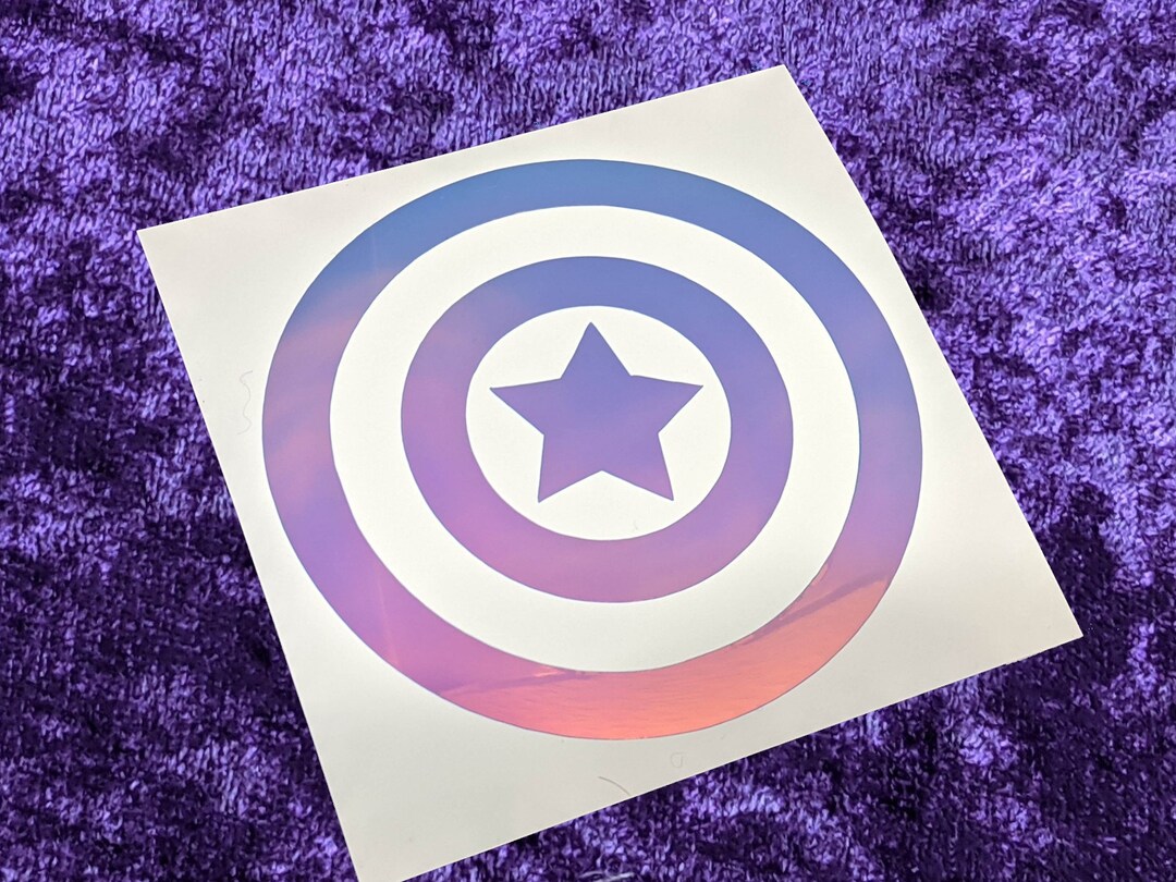 Captain America Shield Symbol Vinyl Decal in Magical Holographic or ...