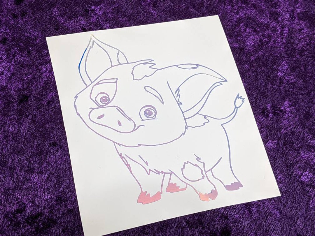 Moana Pua Outline Permanent Vinyl Decal in Magical Holographic or ...