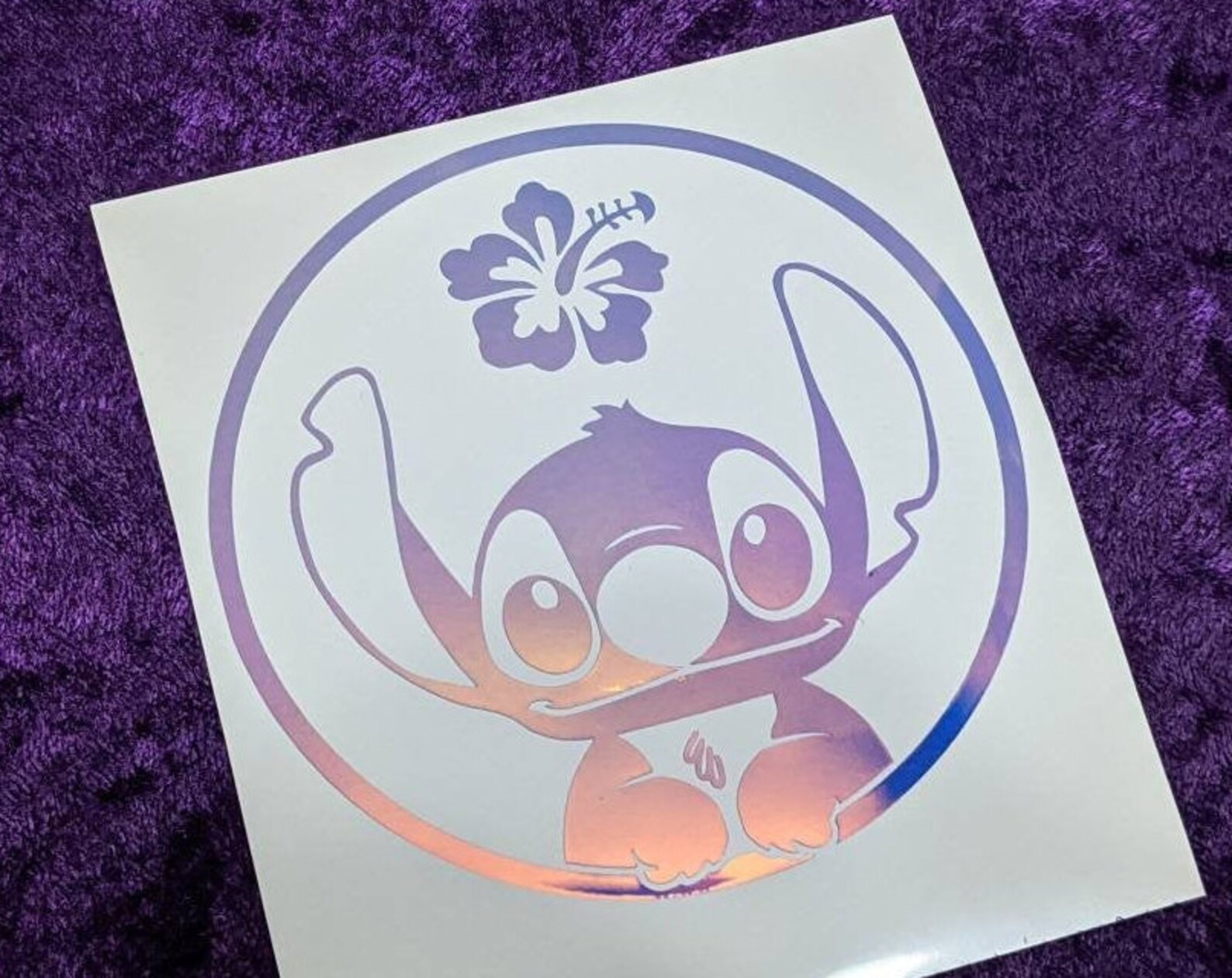Stitch Circle Permanent Vinyl Decal in Magical Holographic or | Etsy