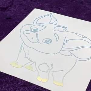 Moana Pua Outline Permanent Vinyl Decal in Magical Holographic - Etsy