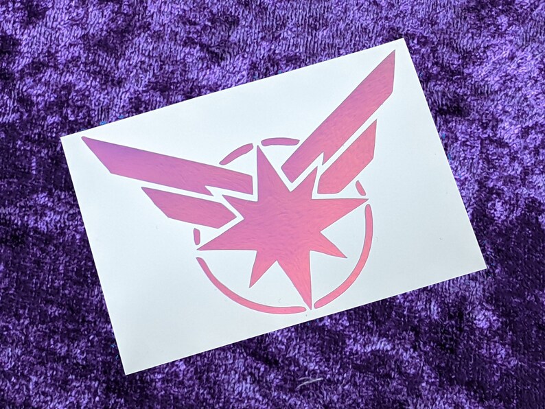 Captain Marvel Symbol Vinyl Decal in Magical Holographic or - Etsy