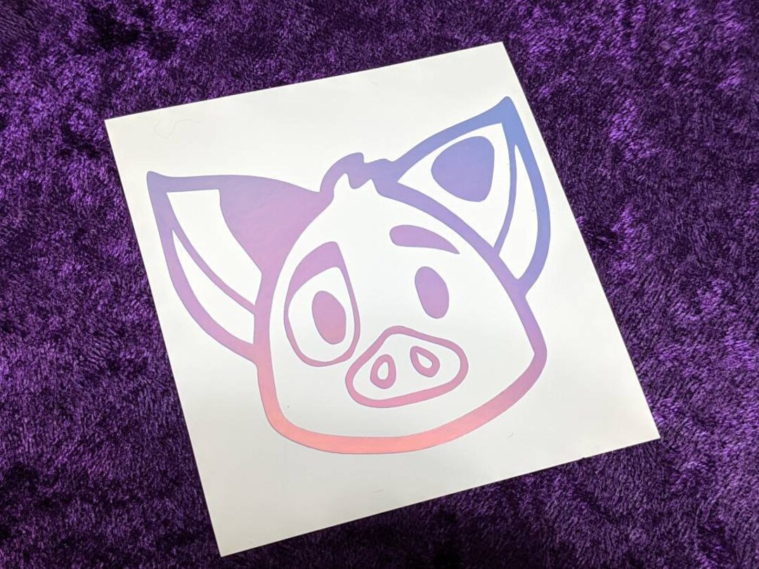 Moana Pua Face Permanent Vinyl Decal in Magical Holographic or - Etsy
