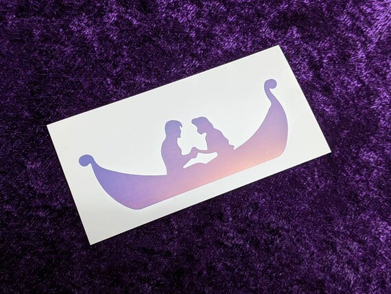 Tangled Boat Permanent Vinyl Decal in Magical Holographic or - Etsy