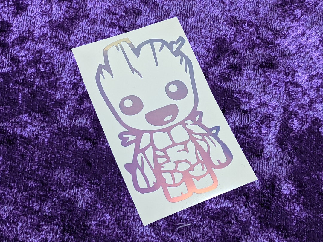 Baby Groot Guardians of the Galaxy Vinyl Decal in Magical Holographic ...