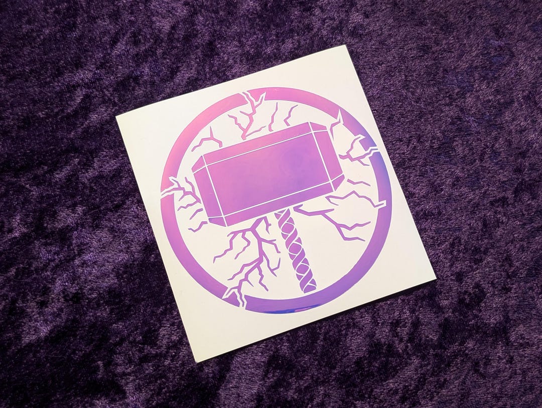 Thor Hammer Lightning Symbol Vinyl Decal in Magical Holographic or ...