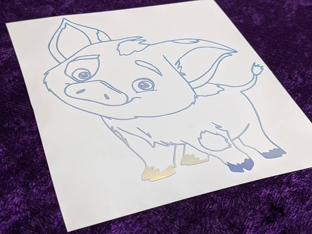 Moana Pua Outline Permanent Vinyl Decal in Magical Holographic | Etsy