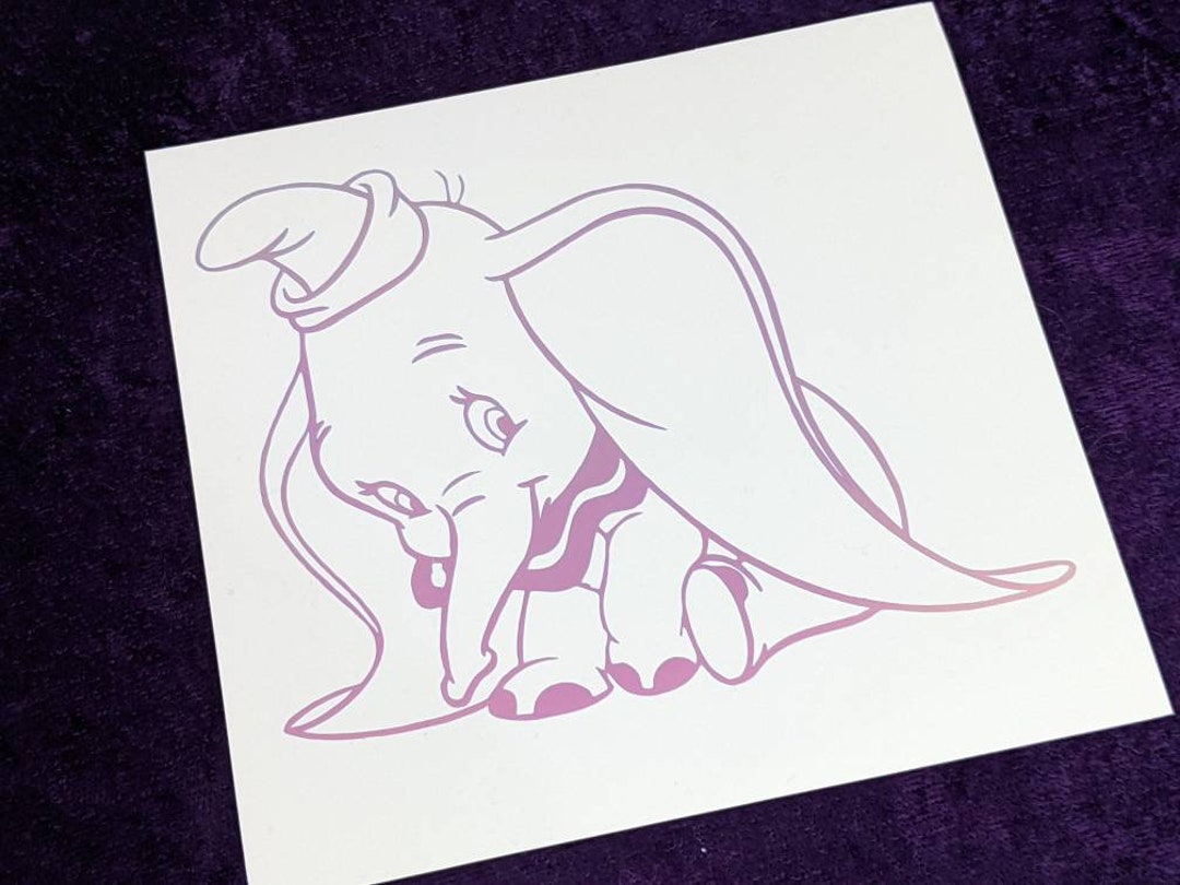 Dumbo Sitting Outline Permanent Vinyl Decal in Magical Holographic or ...