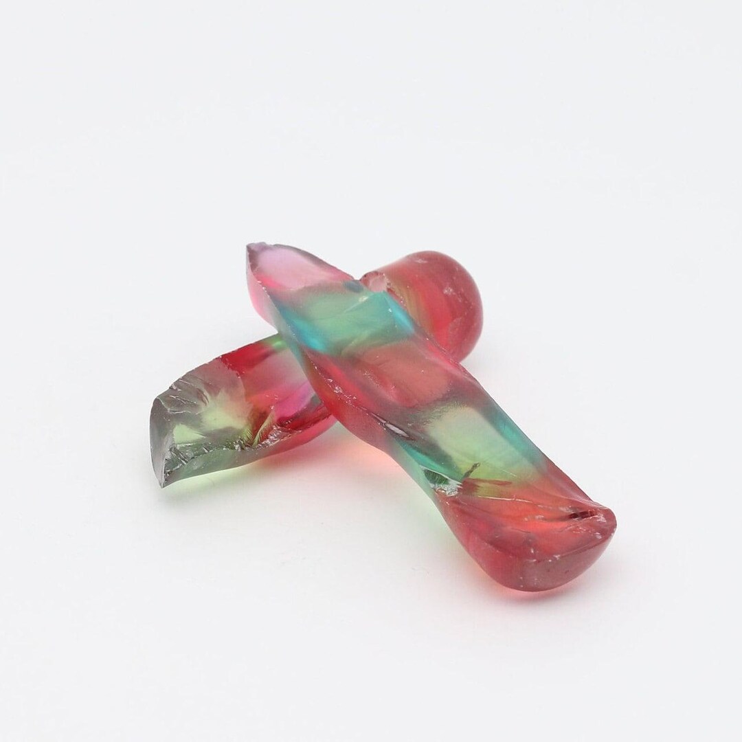 Padparadscha/green Bi-color Lab Created Corundum Sapphire Faceting ...