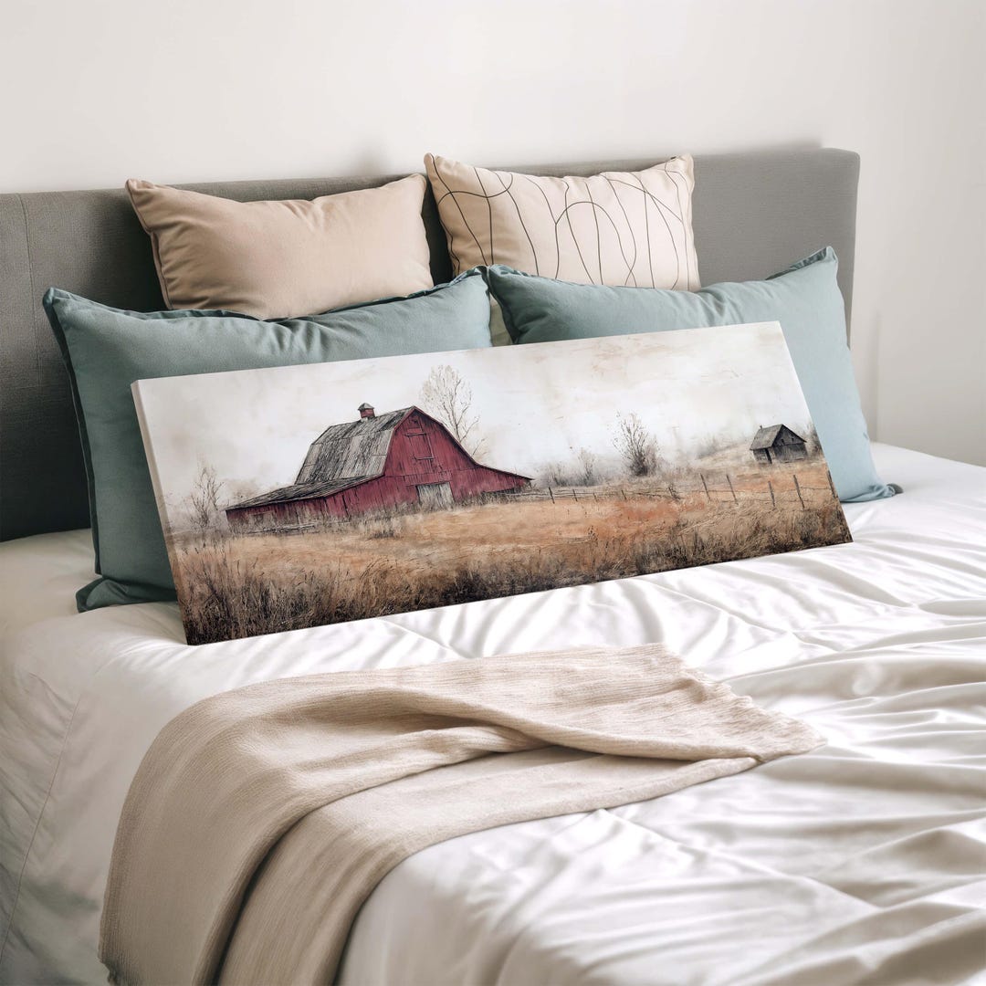 Rustic Red Barn Canvas Wall Art – Farmhouse Country Decor Landscape ...