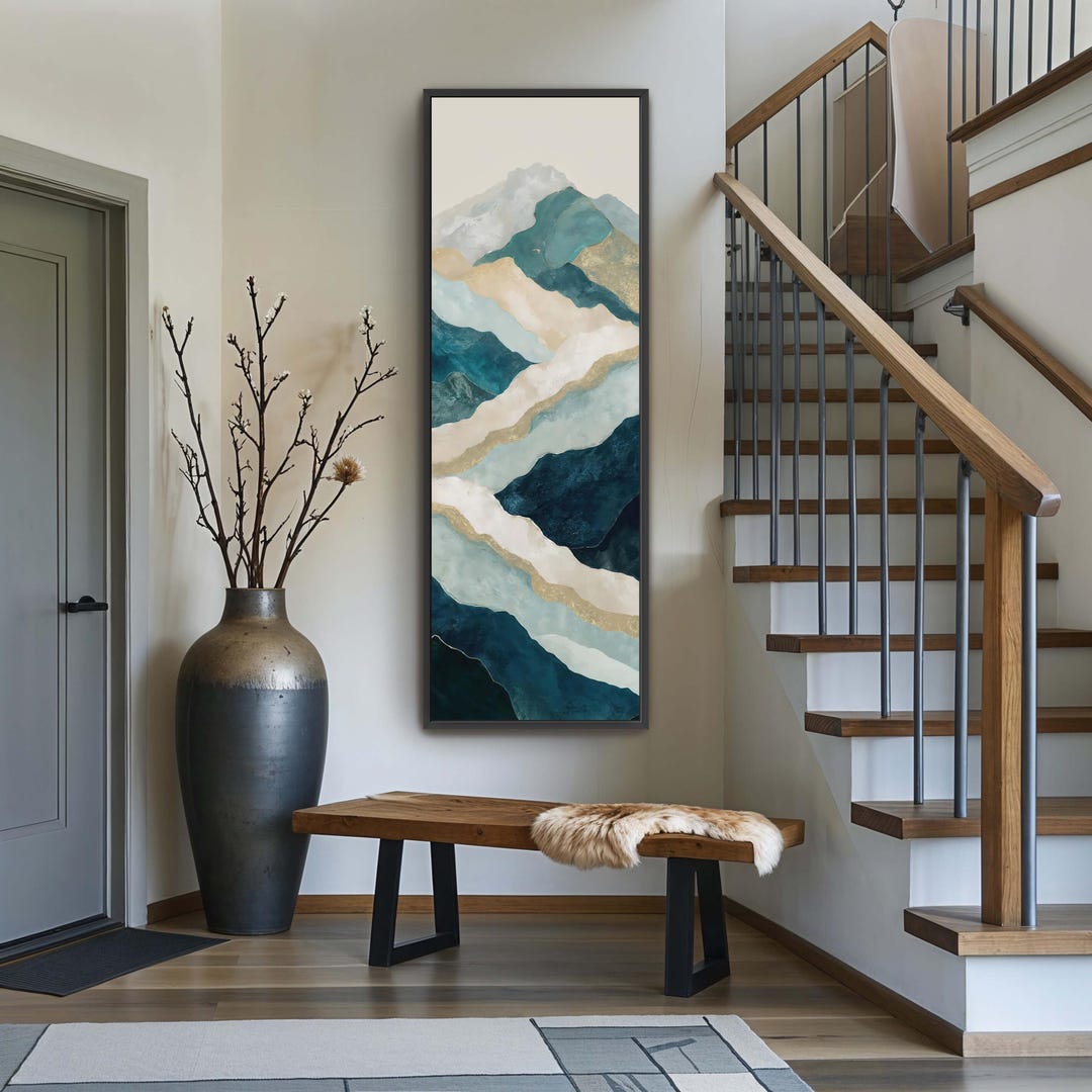 Abstract Mountain Canvas Wall Art: Long Vertical Nature Print - Etsy