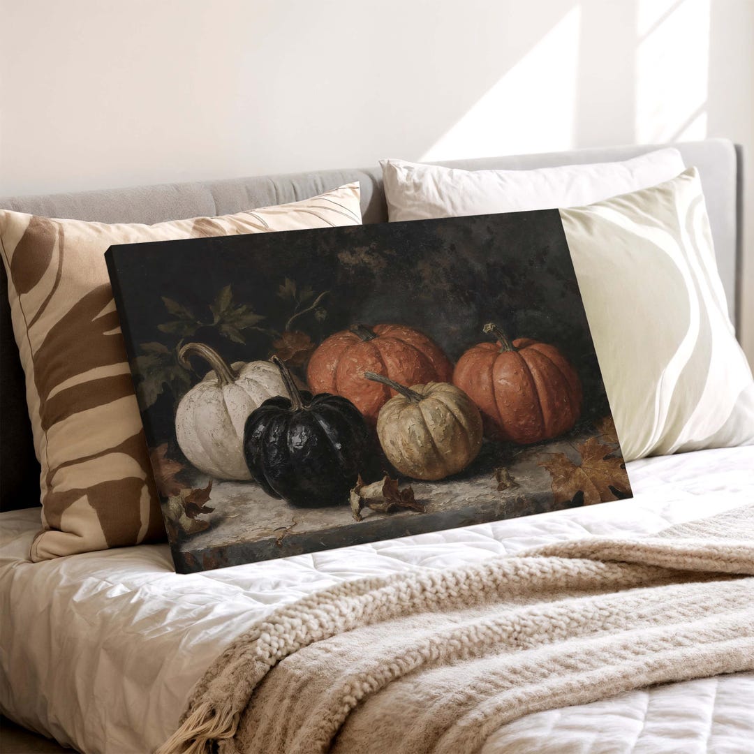 Dark Rustic Fall Pumpkins Still Life – Moody Farmhouse Harvest Pumpkin ...