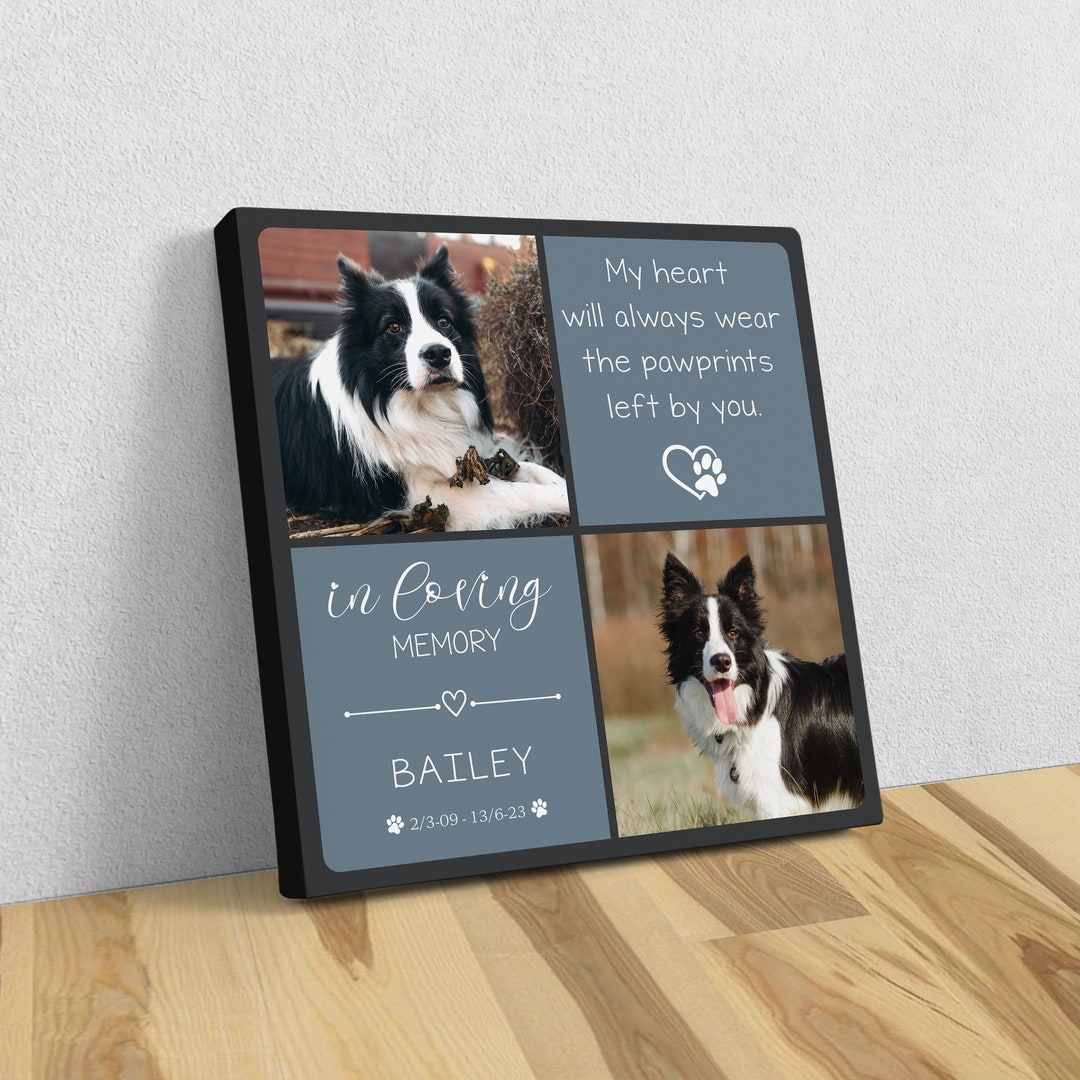 Pet Memorial With Photo Collage, Dog Passing Away Gift, Personalized ...