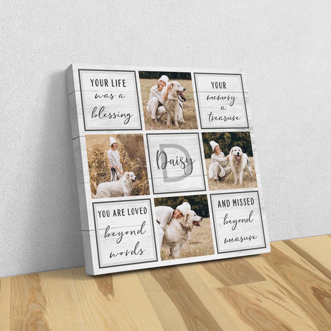 Pet Memorial With Photo Collage, Memorial Canvas Dog, Pet Passing Gift ...