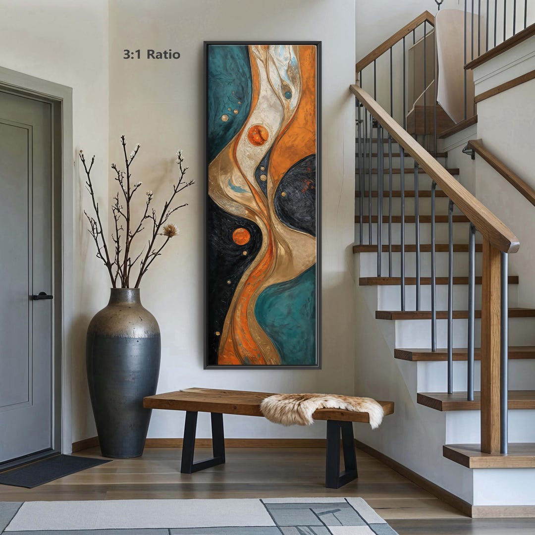 Long Vertical Abstract Canvas Print - Tall Thin Contemporary Wall Art ...