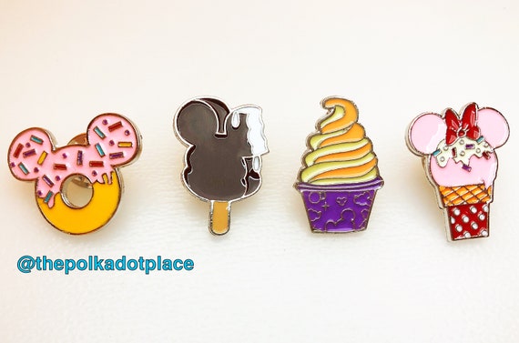 Disney Inspired Mickey and Minnie Foodie Snack Enamel Pins | Etsy