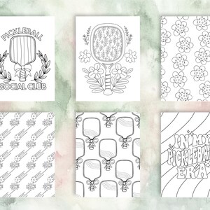 Pickleball Coloring Pages for Adults and Teens, 6 Printable Pdfs, Girly ...