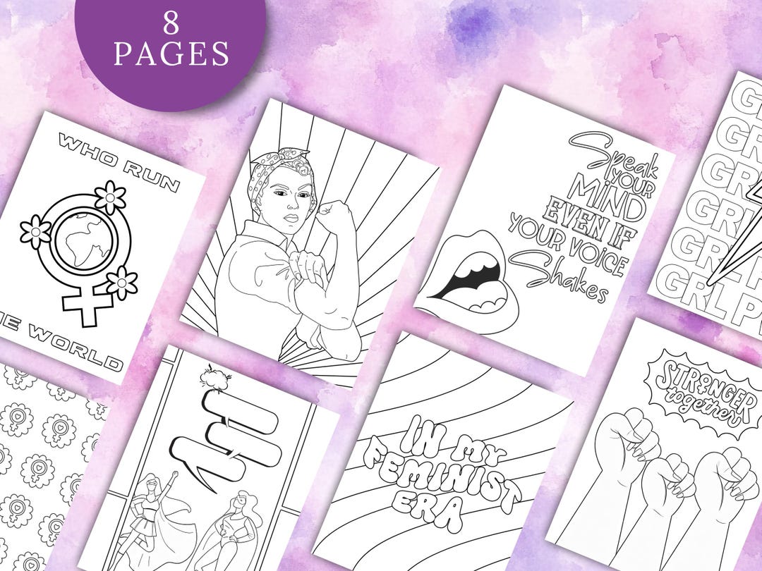 Feminist Coloring Pages, 8 Printable Pdfs, Women Empowerment - Etsy