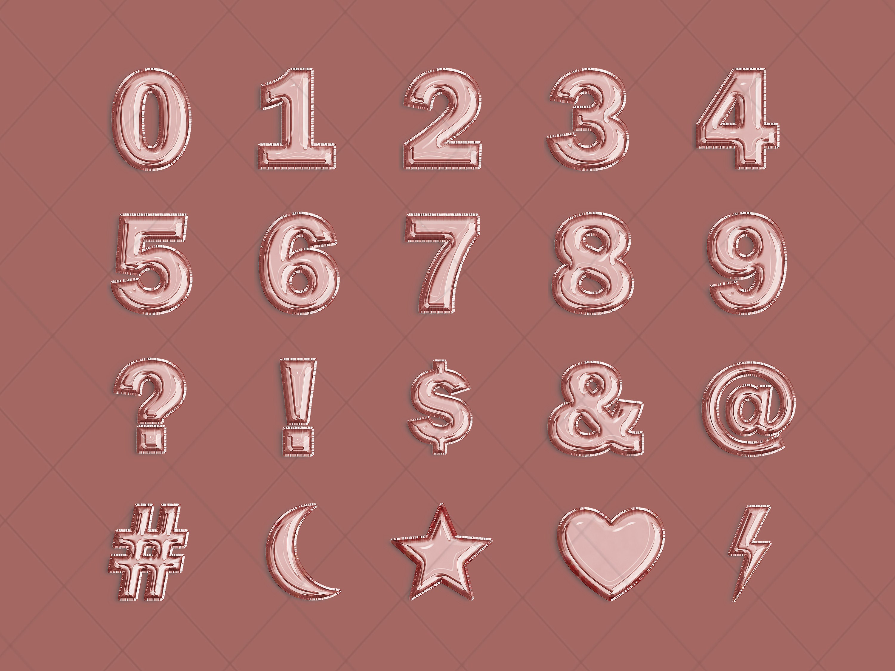 Rose Gold Foil Balloon Clipart | Letters | Numbers | Punctuation | Free ...
