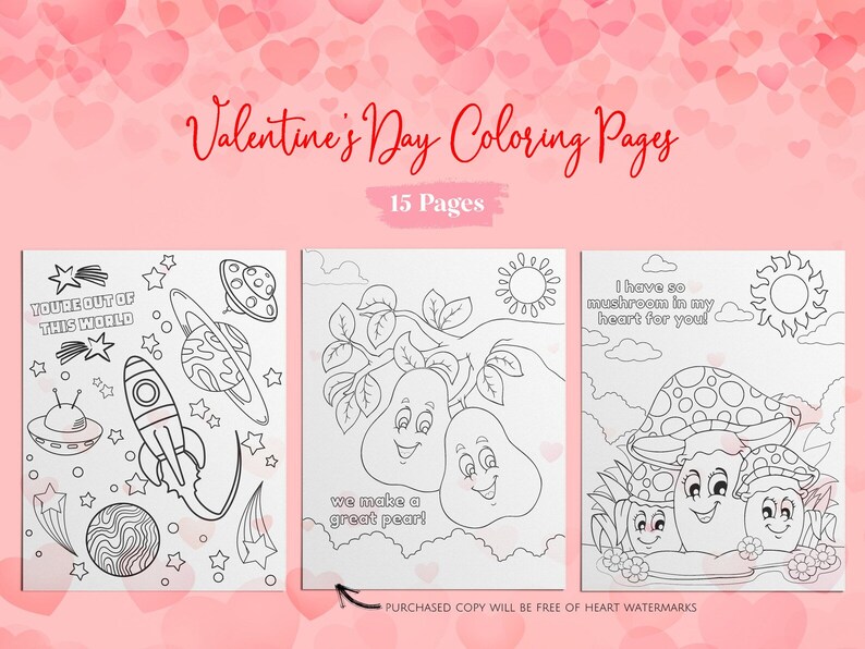 Printable Valentine Day Coloring Pages for Kids - Etsy