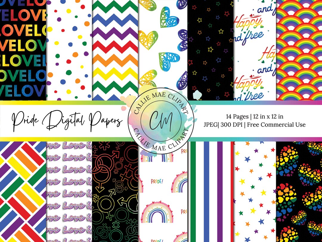 Pride Digital Paper Pack | LGBTQ Flag Printable| Rainbow Pattern ...