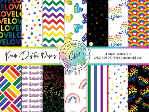 Pride Digital Paper Pack LGBTQ Flag Printable Rainbow - Etsy