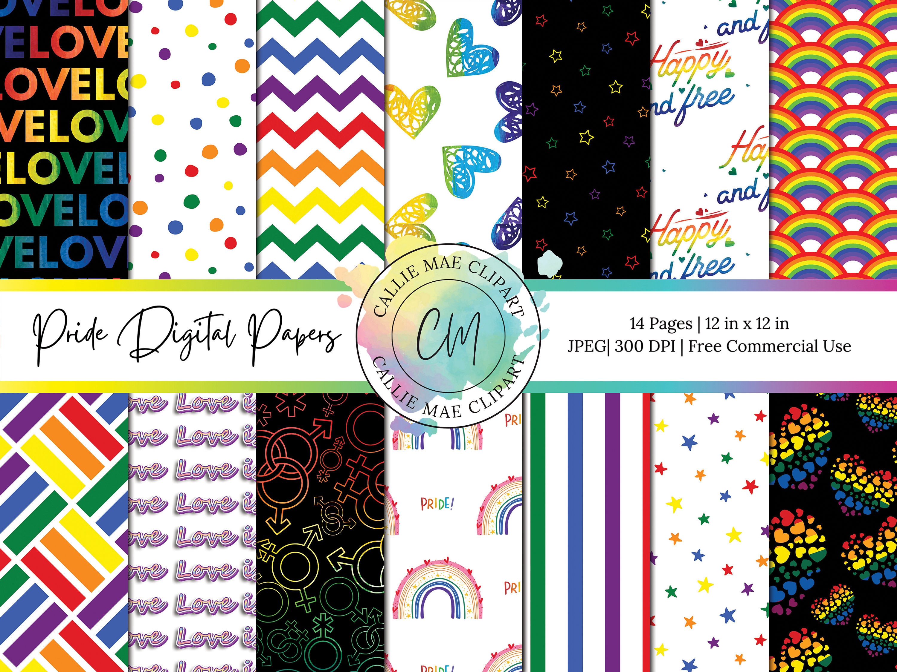 Pride Digital Paper Pack | LGBTQ Flag Printable| Rainbow Pattern ...