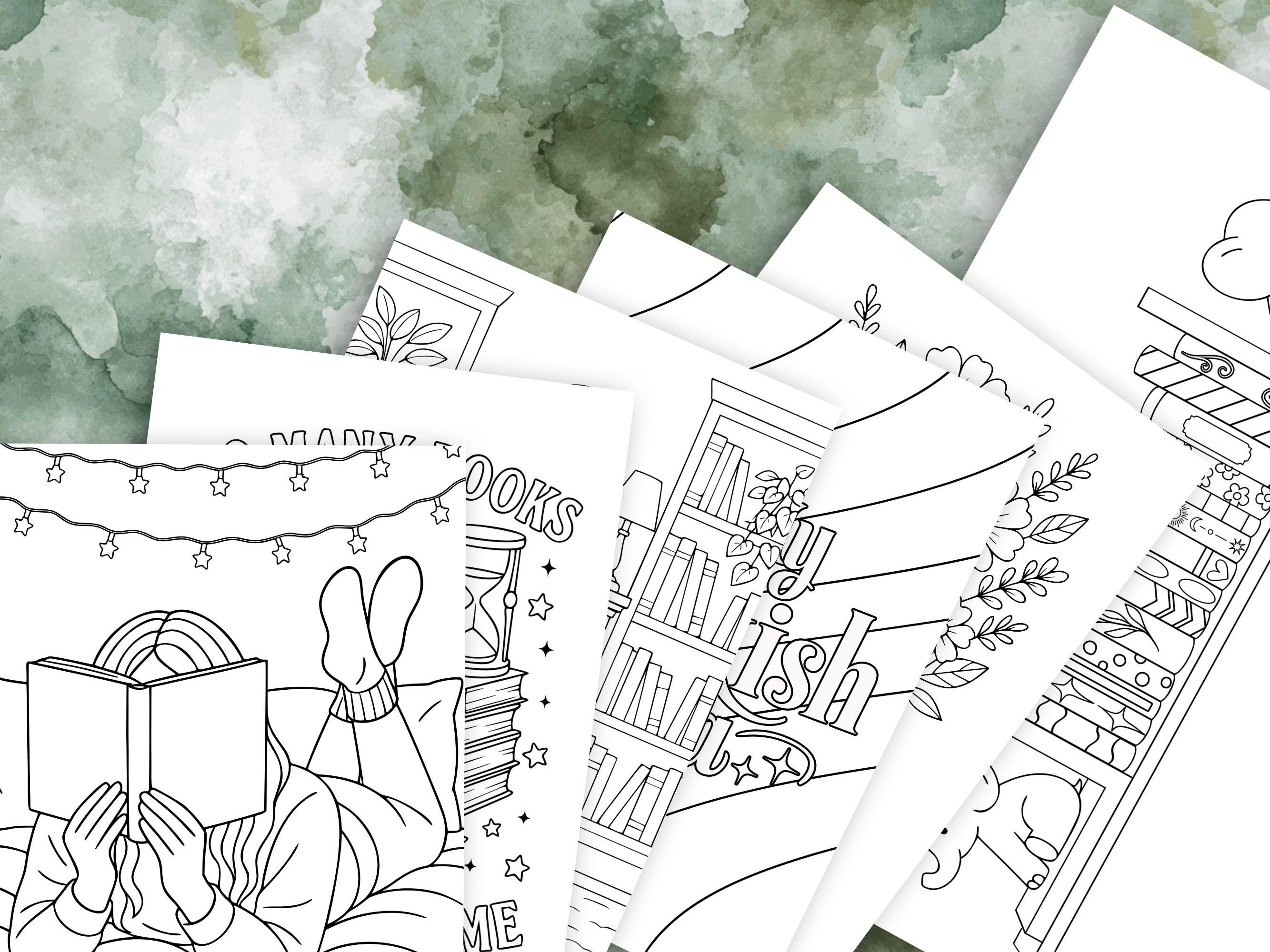 20 Printable Coloring Pages for Book Lovers, Digital Bookish Merch - Etsy