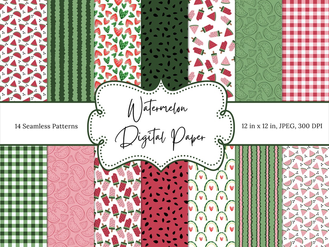 Vibrant Watermelon Digital Paper Pack, Seamless Fruit Patterns, Free ...