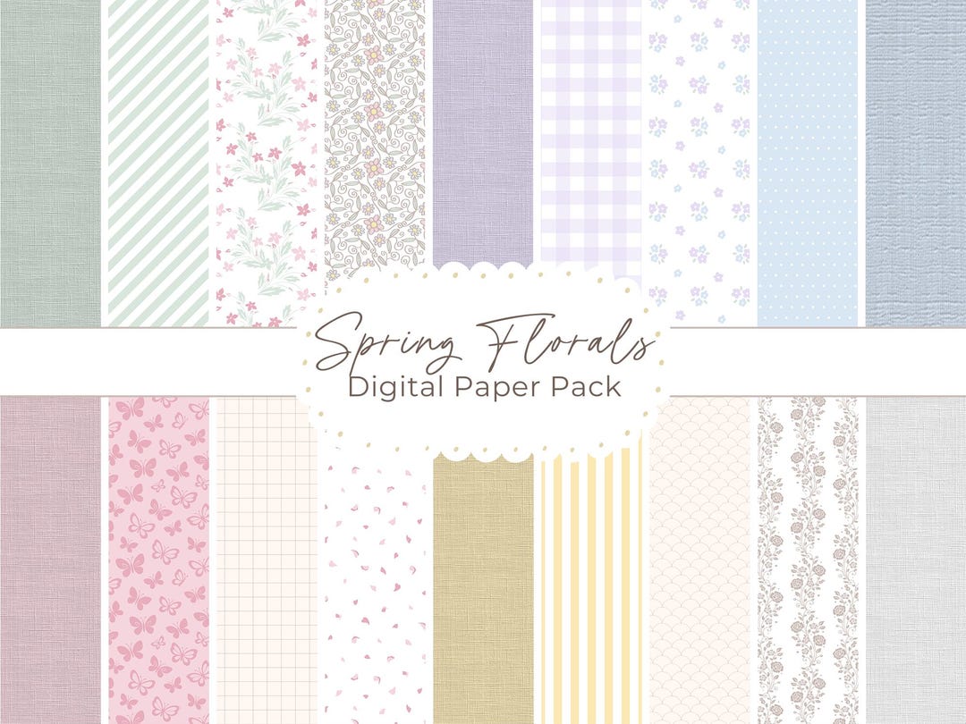 Spring Floral Digital Paper Pack | Pastel Floral Scrapbook Paper ...