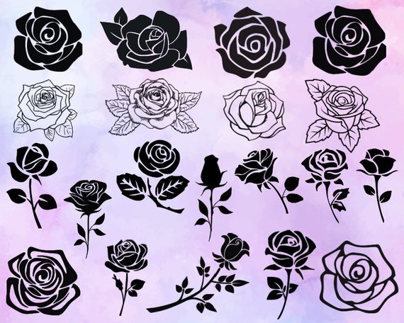 Rose Svg Rose Silhouette Rose Cut Files Rose Svg Bundle - Etsy