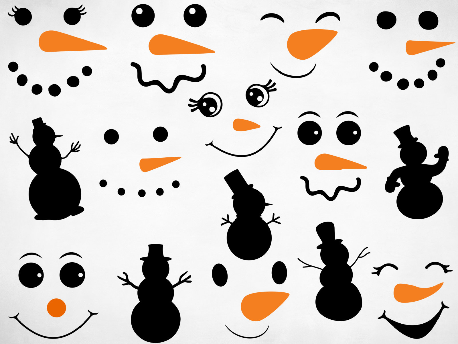 Snowman Faces SVG Snowman SVG Snowman Clipart Christmas | Etsy