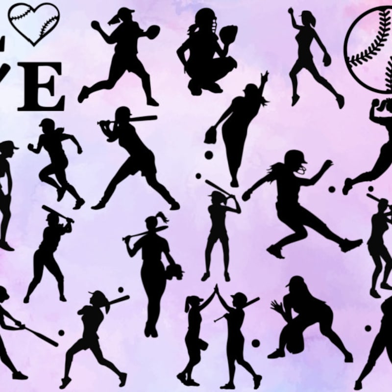 Softball Silhouette - Etsy