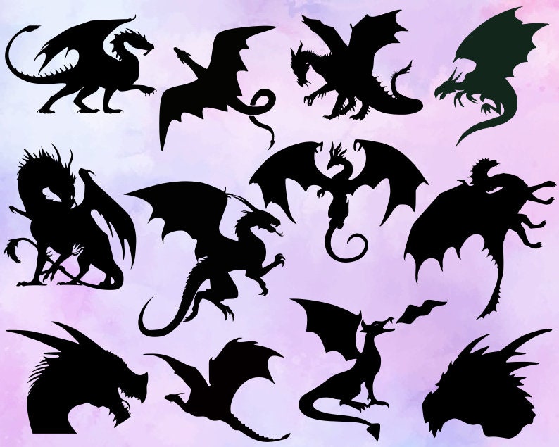 Dragon SVG Dragon Silhouette SVG Cut Files Dragon Bundle - Etsy