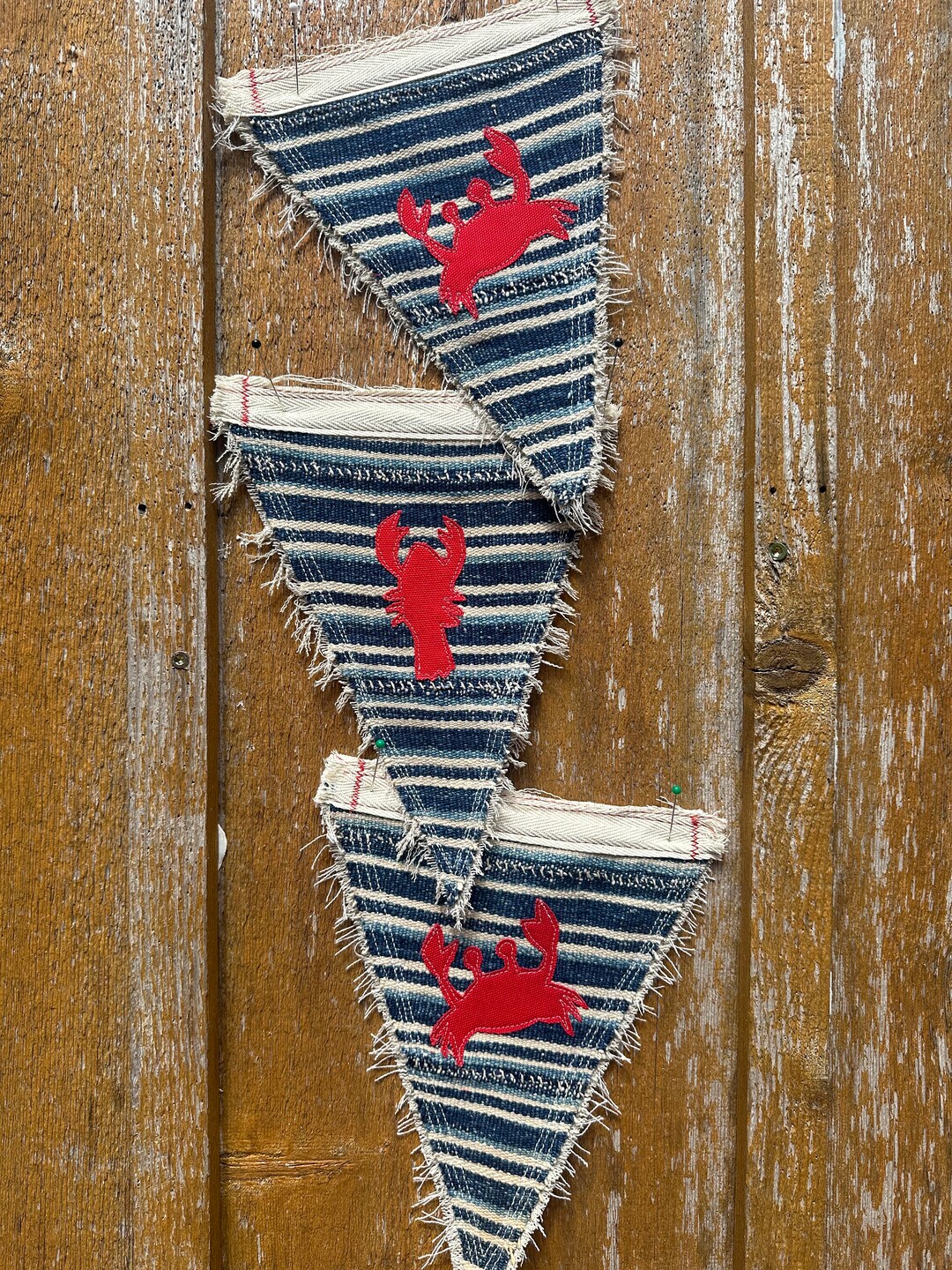 Vintage Inspired Crab Pennant: Red Canvas Nautical Decor - Etsy