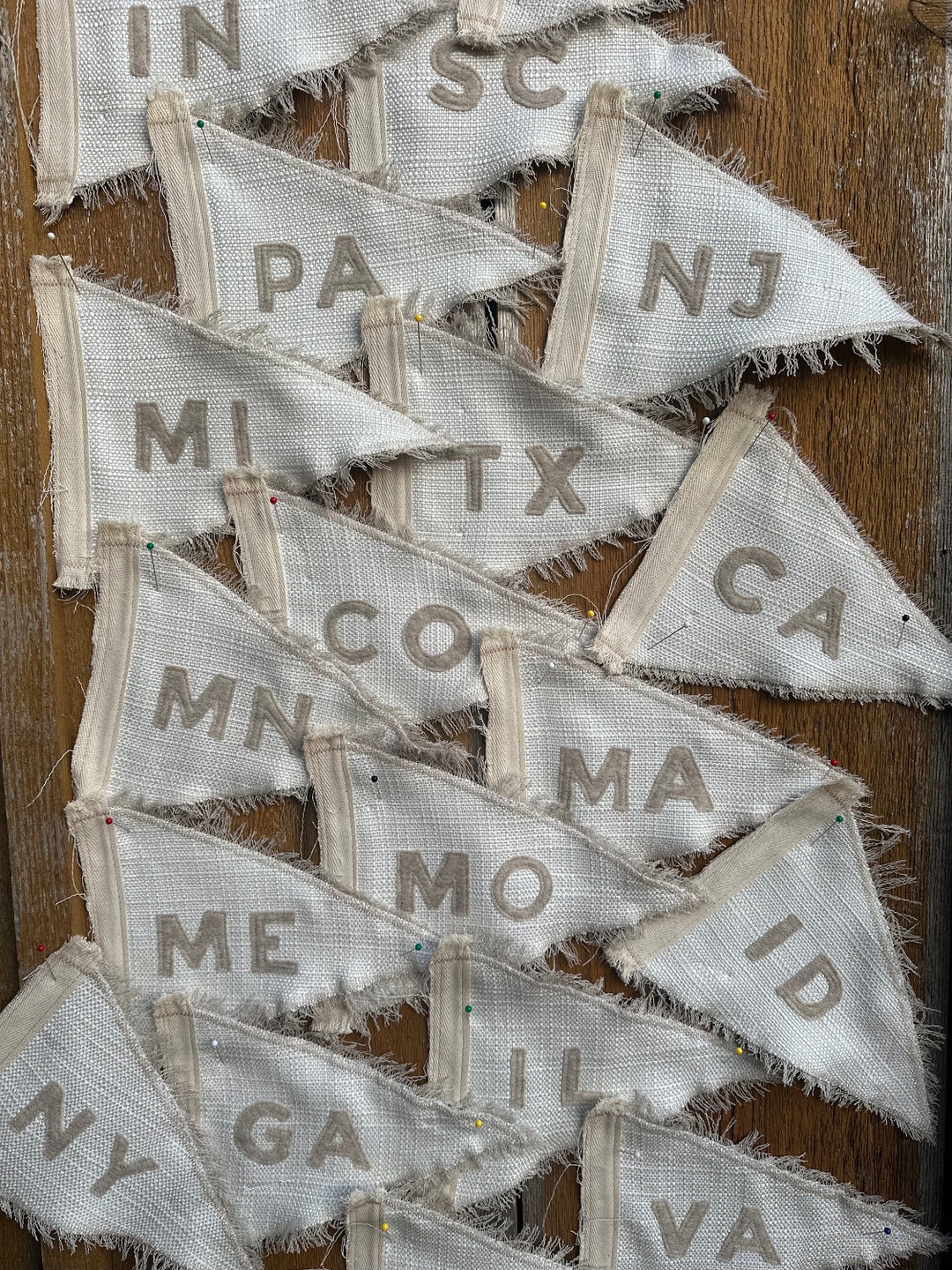 Vintage Inspired State Pennant: Neutral Beige Textile Mini Flag - Etsy
