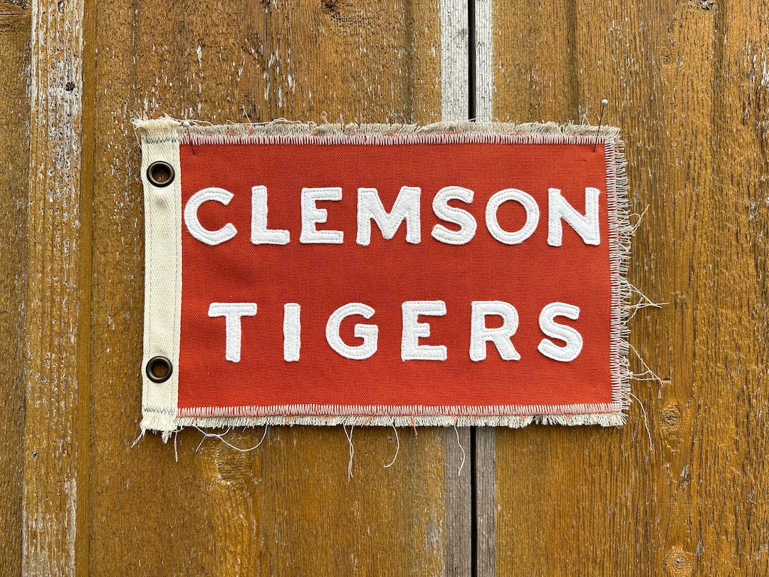 Vintage Inspired Orange Canvas Camp Flag Banner College Clemson Tigers ...