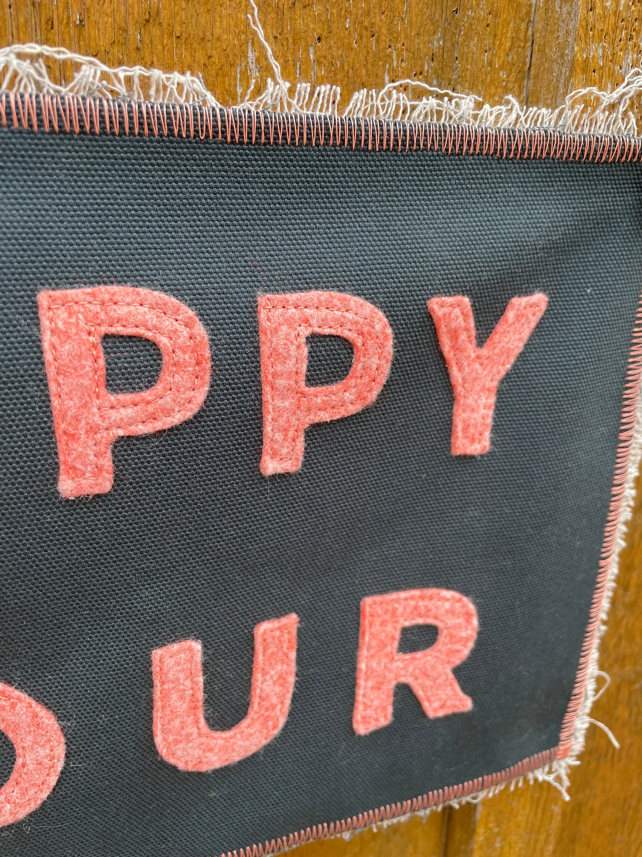 Vintage Inspired Happy Hour Camp Flag: Midnight Blue Canvas Wall Decor ...
